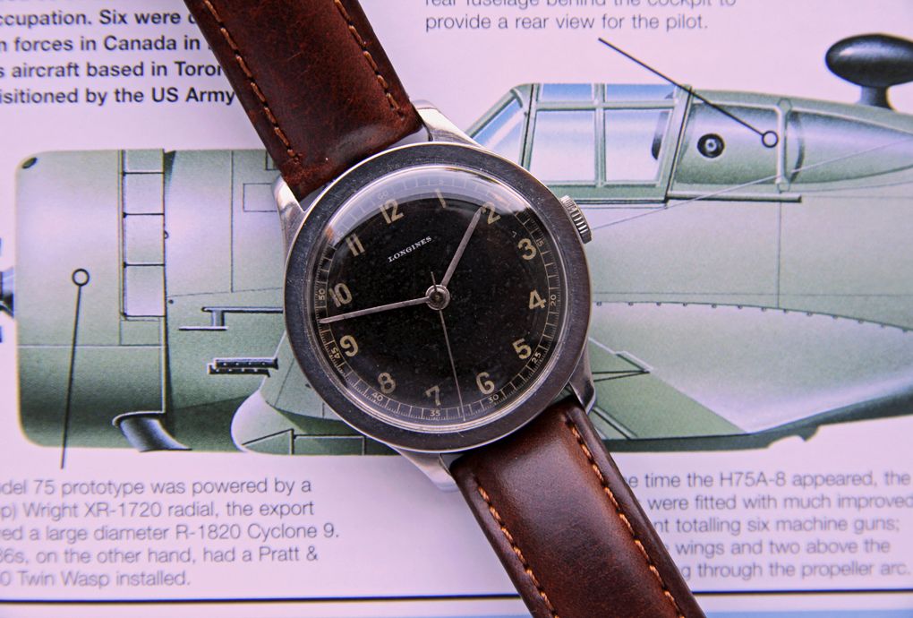 FS: Vintage 1940s Steel Longines Cal. 12.68N w/ Military-style BLACK ...