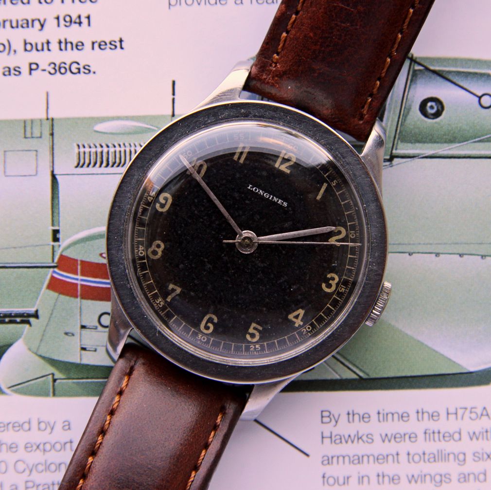FS: Vintage 1940s Steel Longines Cal. 12.68N w/ Military-style BLACK ...