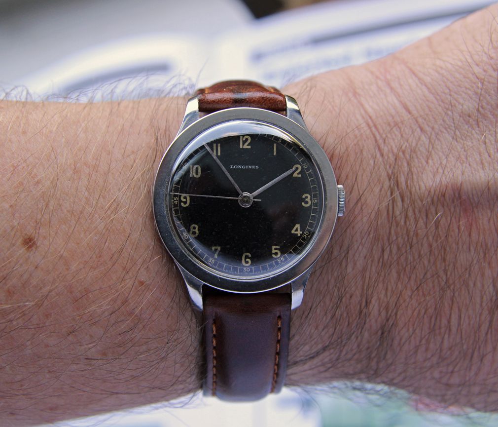 FS: Vintage 1940s Steel Longines Cal. 12.68N w/ Military-style BLACK ...